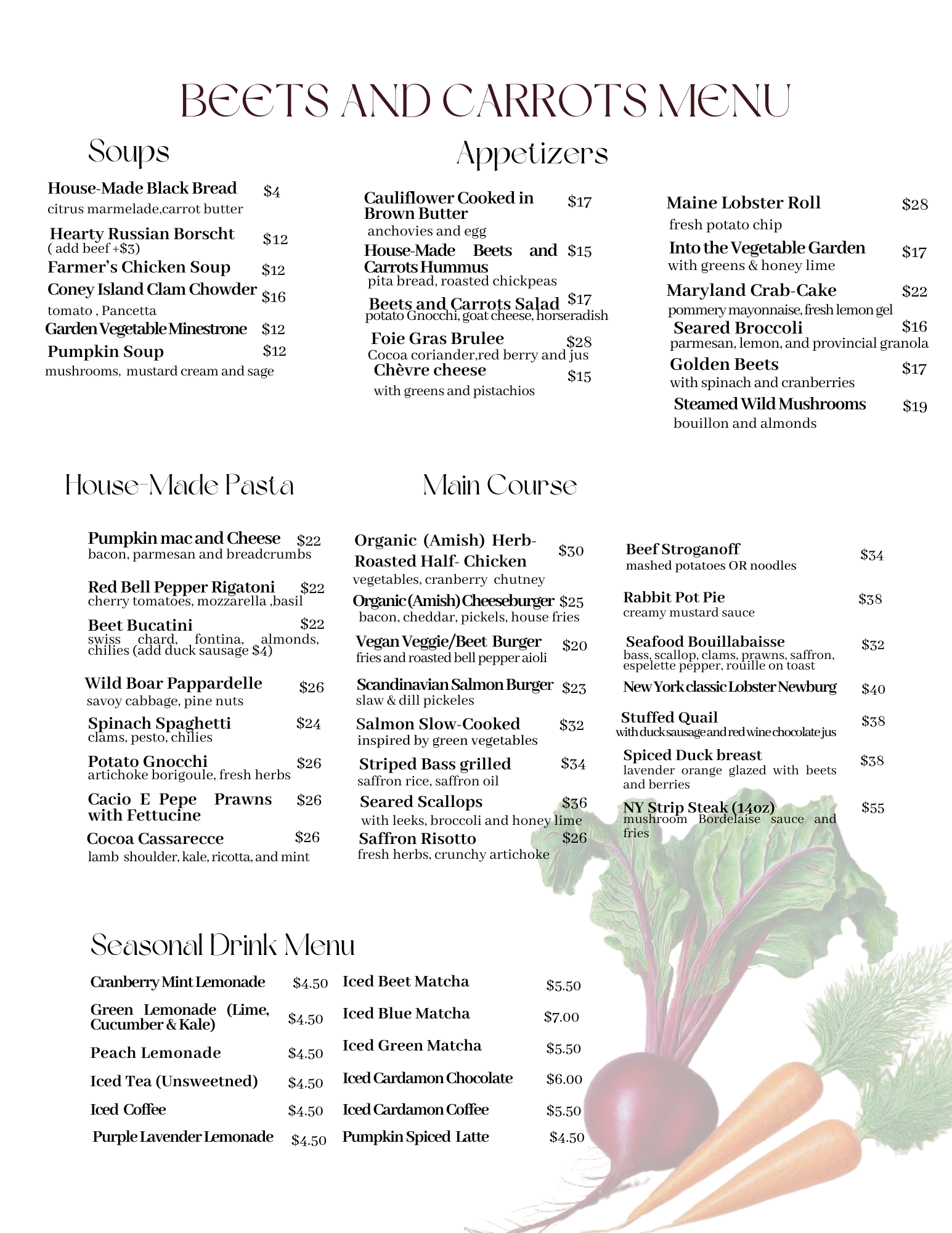 BEETS AND CARROTS RESTAURANT - Farm to Table Food, Organic
