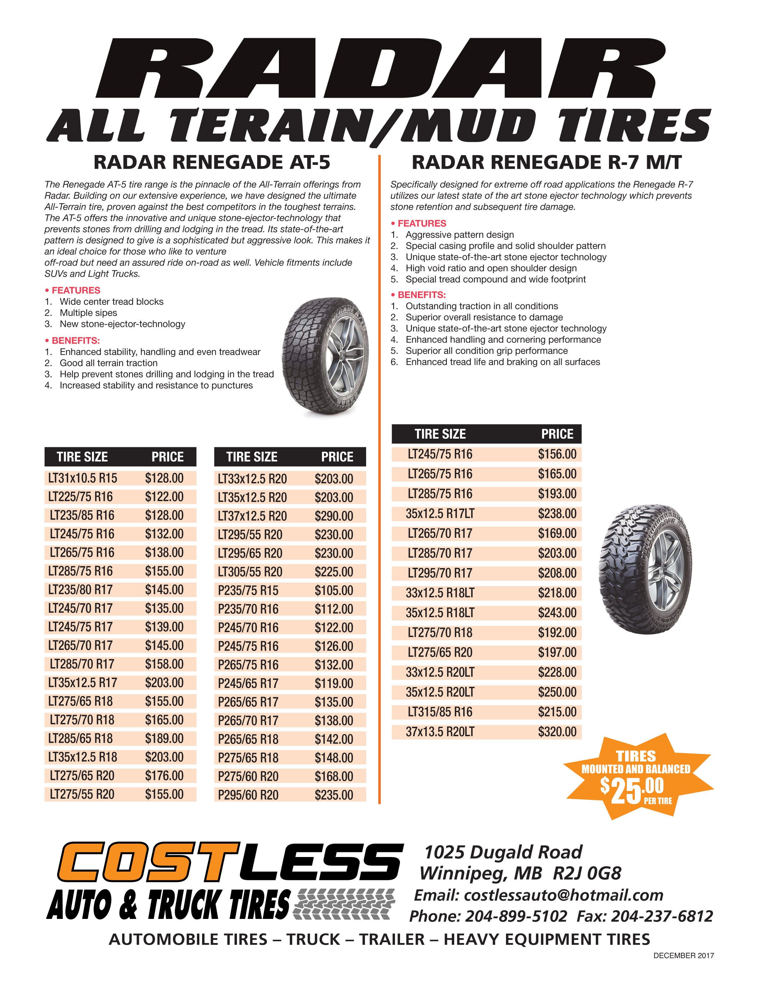 Costless Auto And Truck Tires Prices Costless Auto And Truck Tires