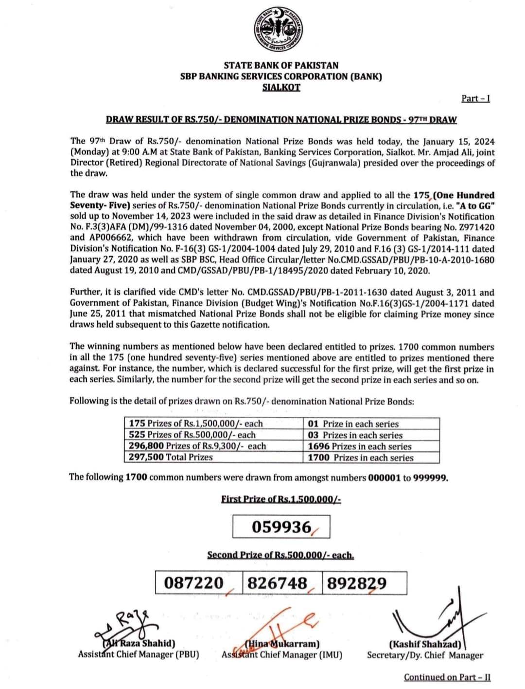 National Savings Pakistan - Prize Bond Results Today, Today Bond List ...