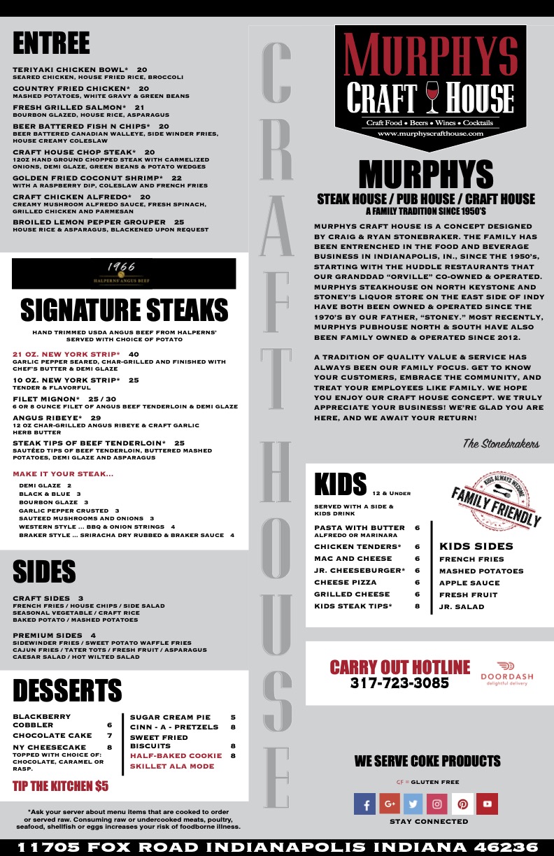 Murphys Craft House - Restaurant - Geist, Indiana