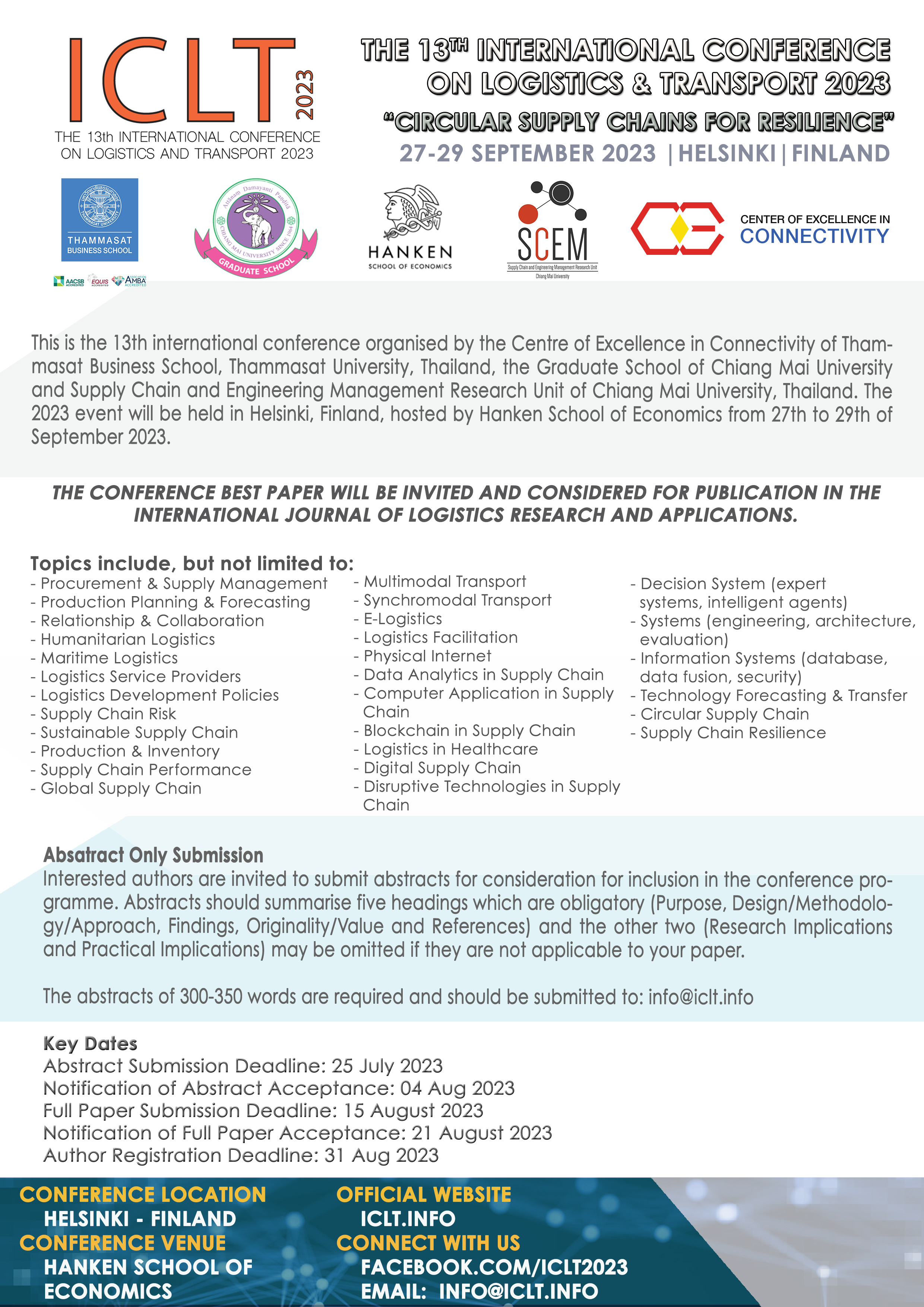 The 13th International Conference on Logistics & Transport 2023