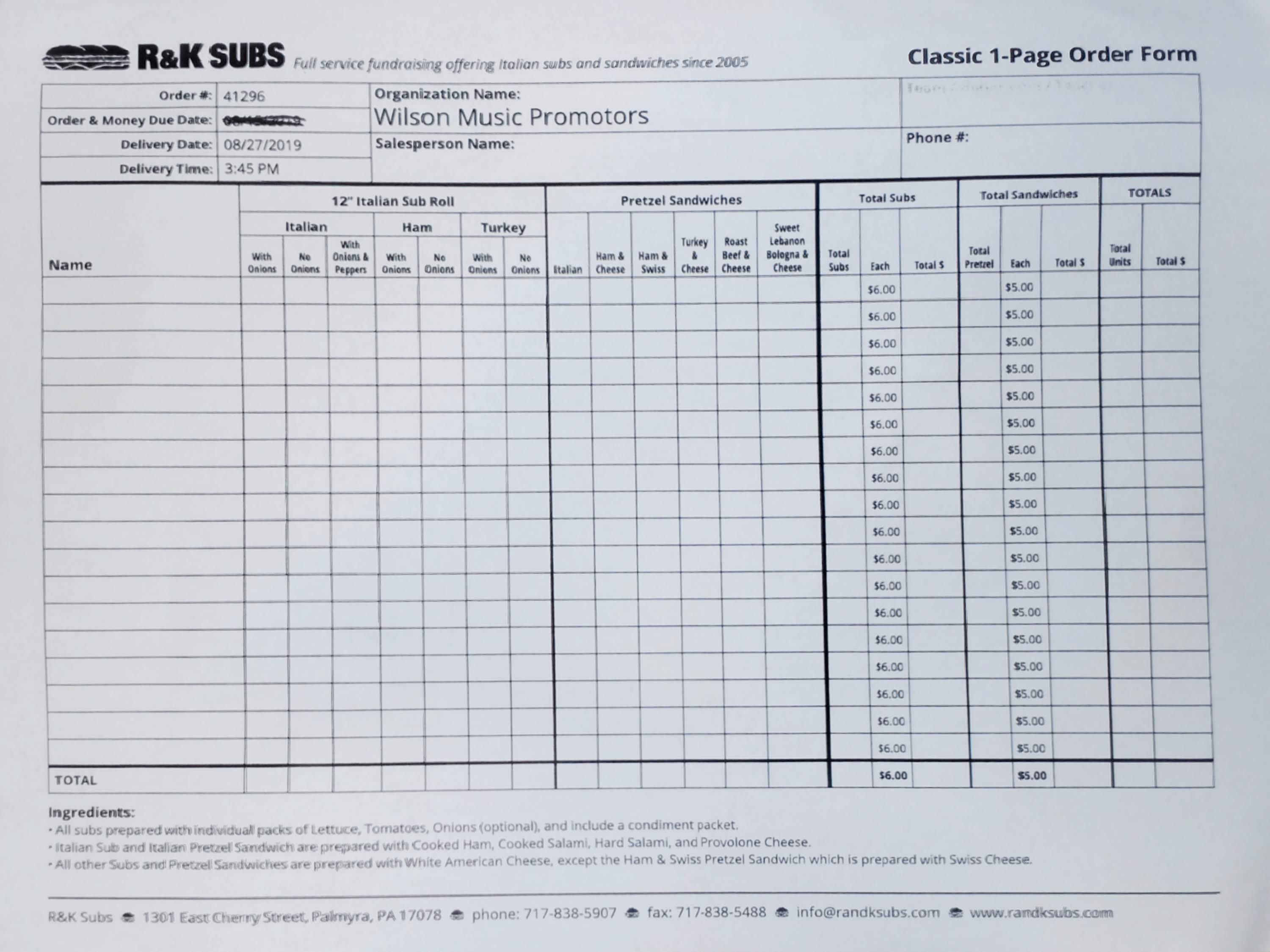 Firehouse Subs Order Fillable Form - Printable Forms Free Online