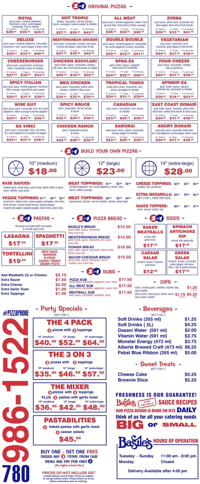 Basile’s 2for1 Pizza & Pasta