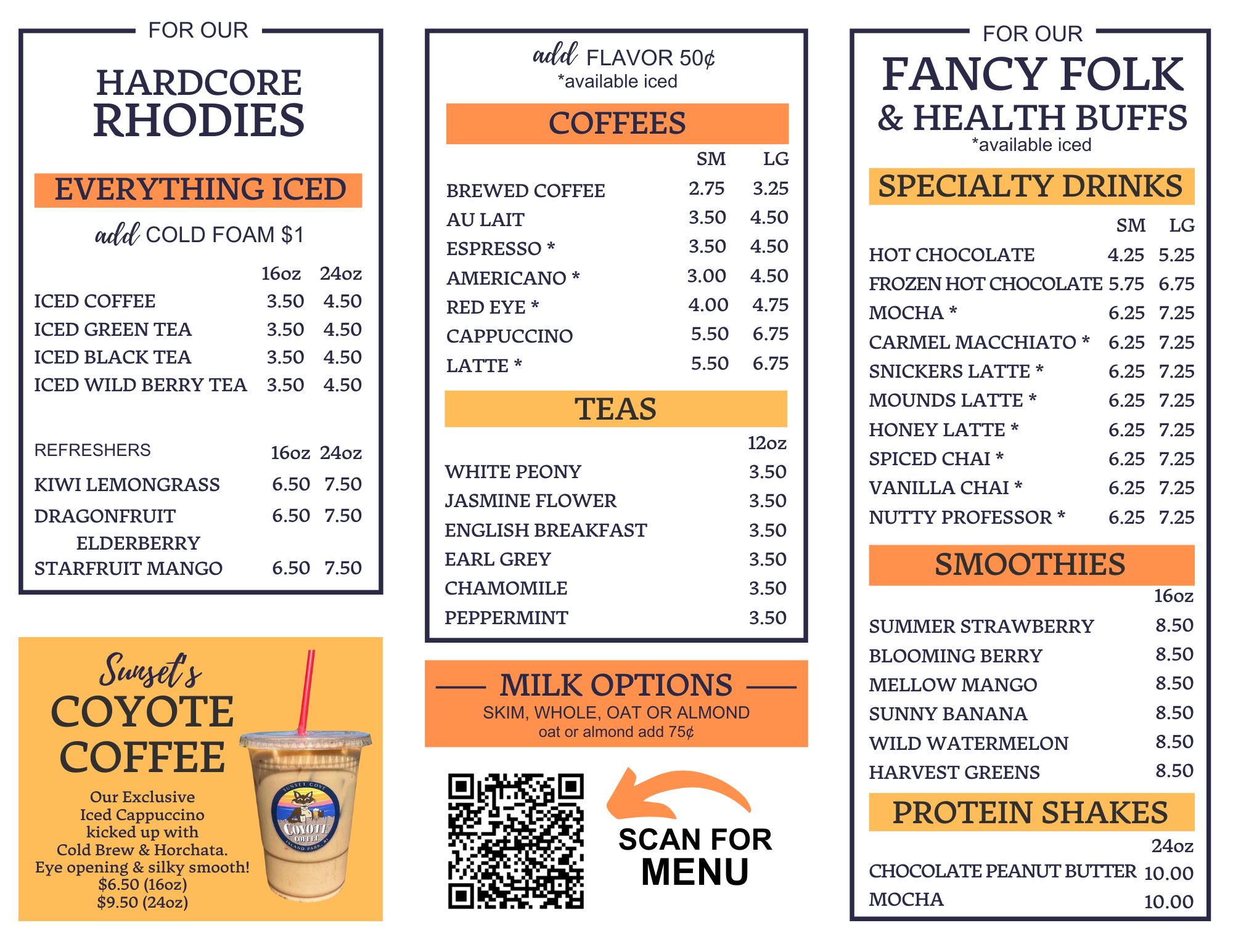 Menu | Sunset Cove RI