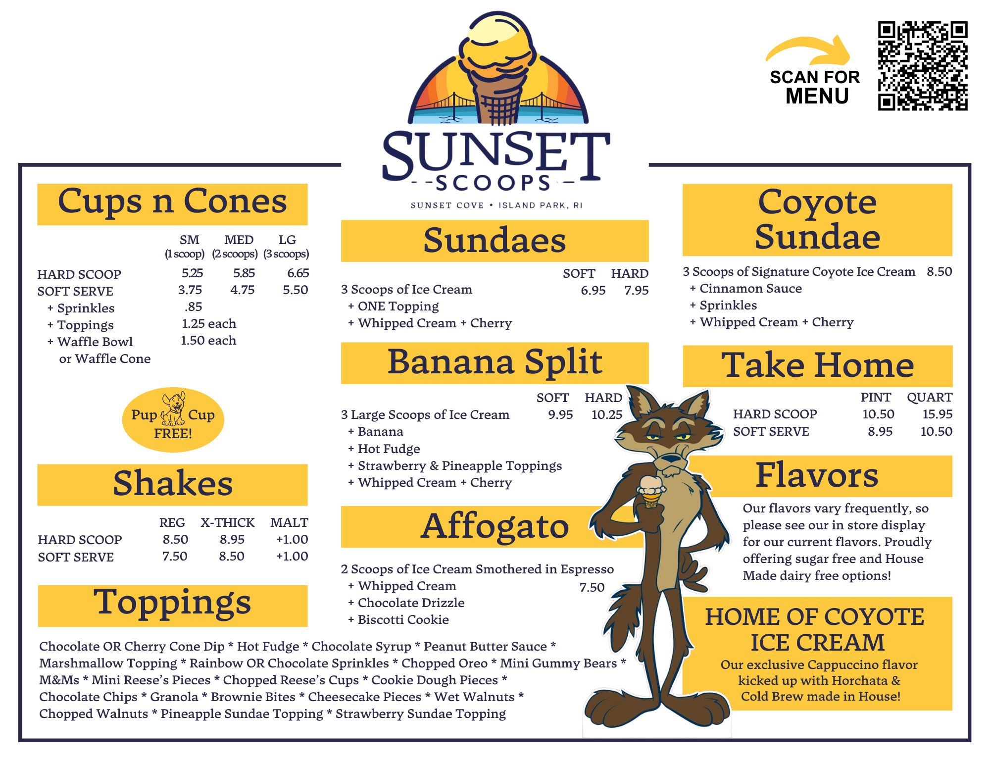 Menu | Sunset Cove RI