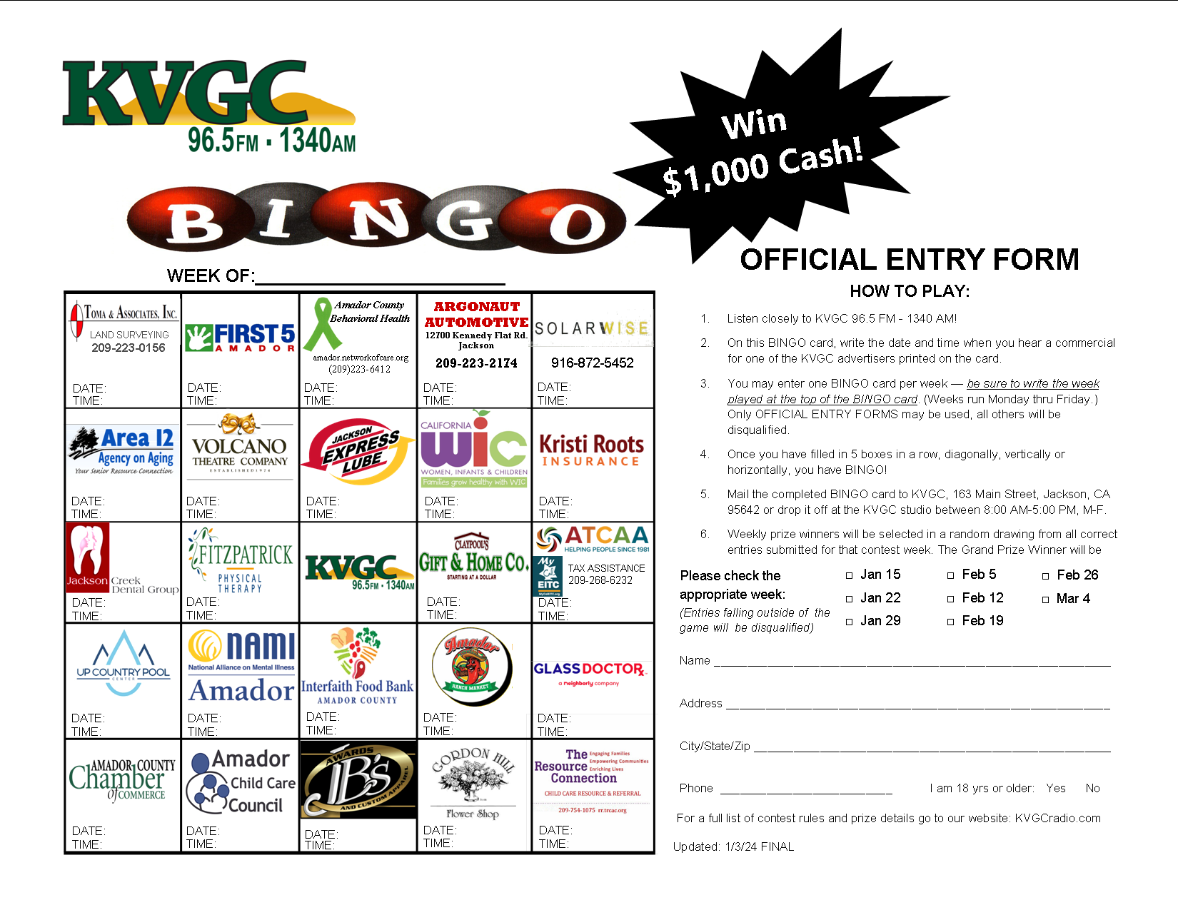 KVGC Radio 1340 AM & 96.5 FM - Radio Station - Jackson, California