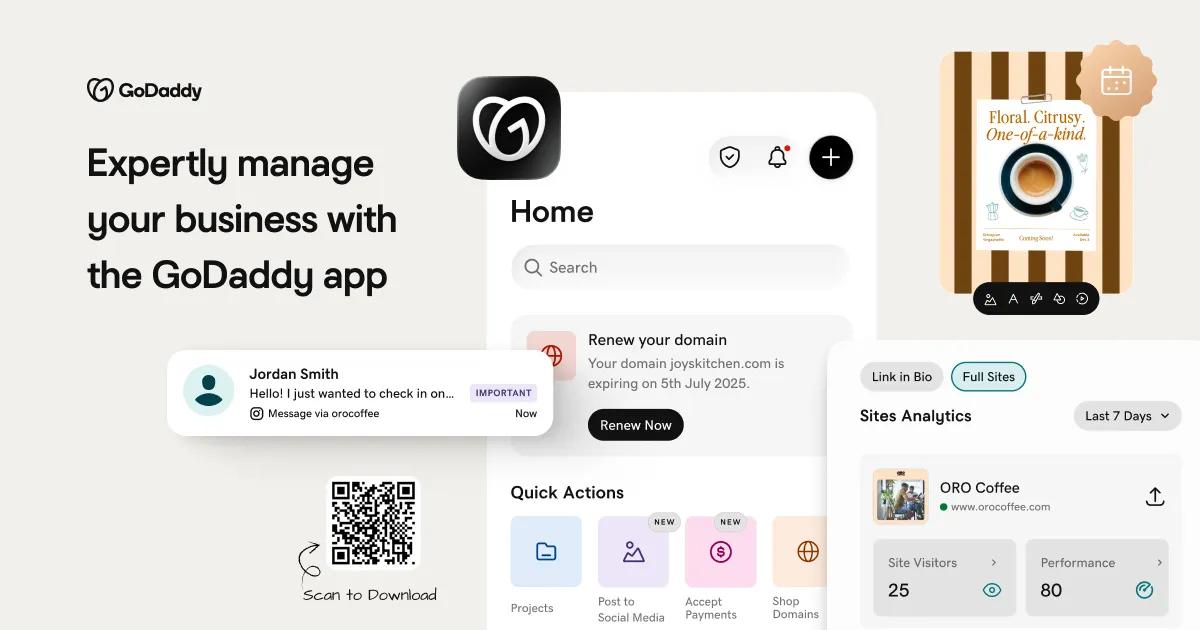 Create, Manage & Grow Your Business - GoDaddy App