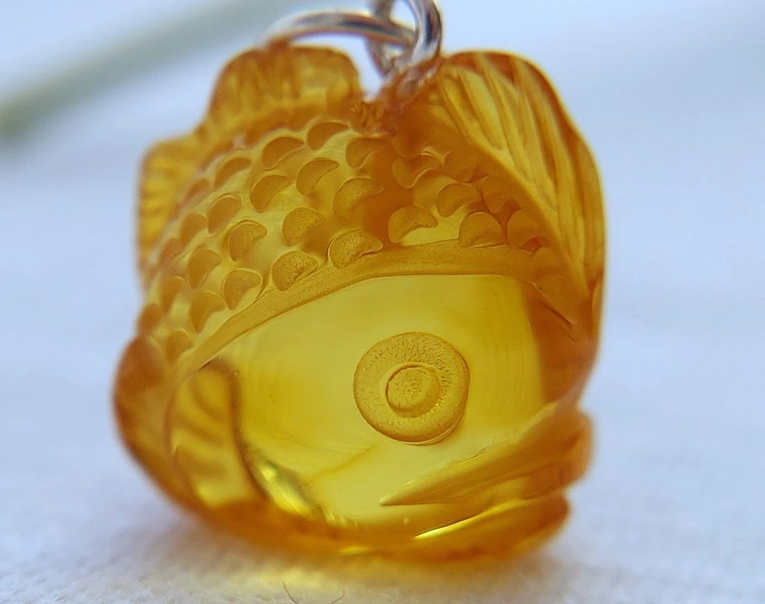 Adordable Hand-Carved Chubby Baltic Amber Fish Pendant ♥️ 925 Sterling ...