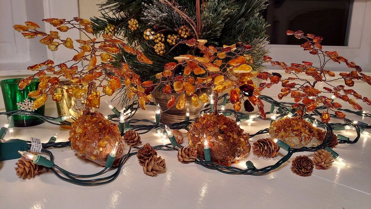 Handmade Baltic Amber Trees 6-7" Large Size Super well made - leaves ...