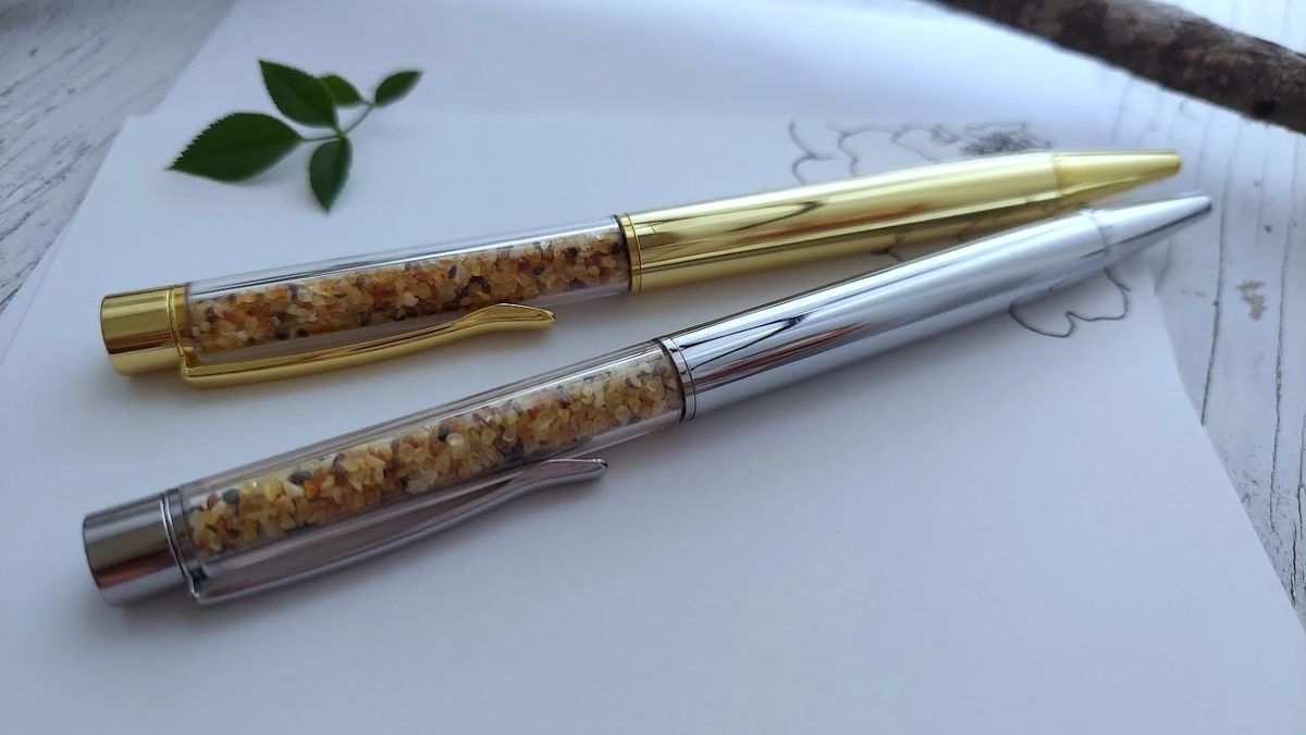 Elegant Executive/Gift Ink Pen Filled with Baltic Amber ♥️ Black Ink ♥️ ...