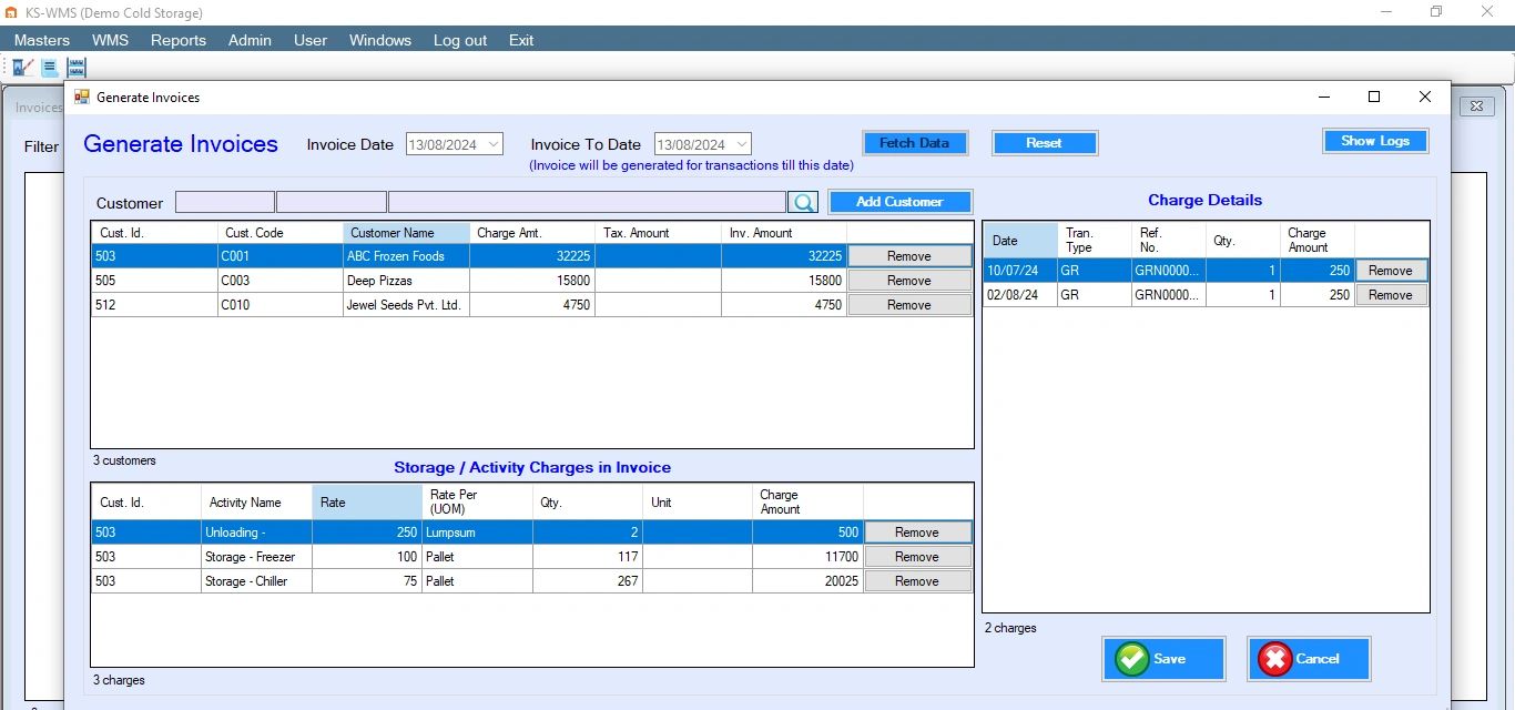 Streamlining Billing with the "Generate Invoice" Screen in KS-WMS