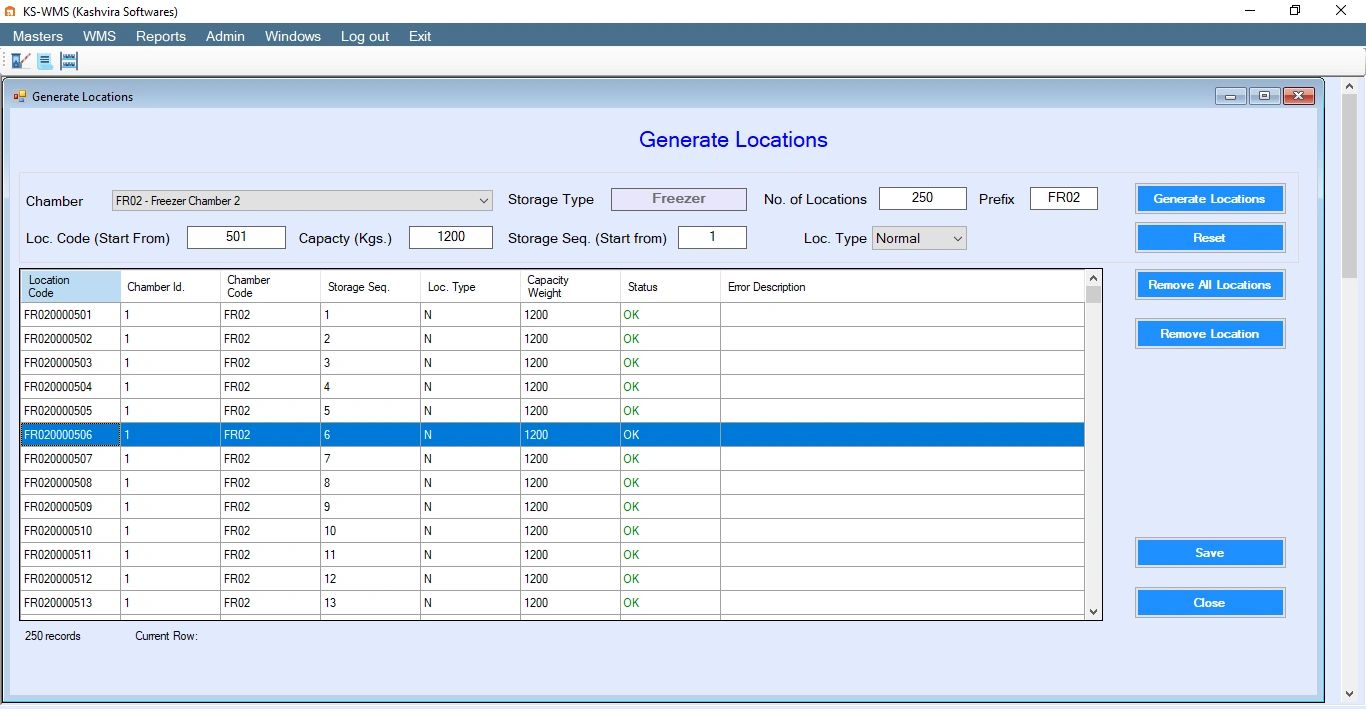 Generate Locations in KS-WMS