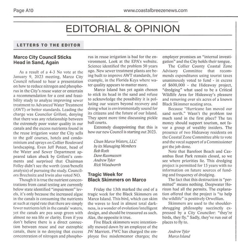 Marco City Council Sticks Their Heads in the Sand, Again