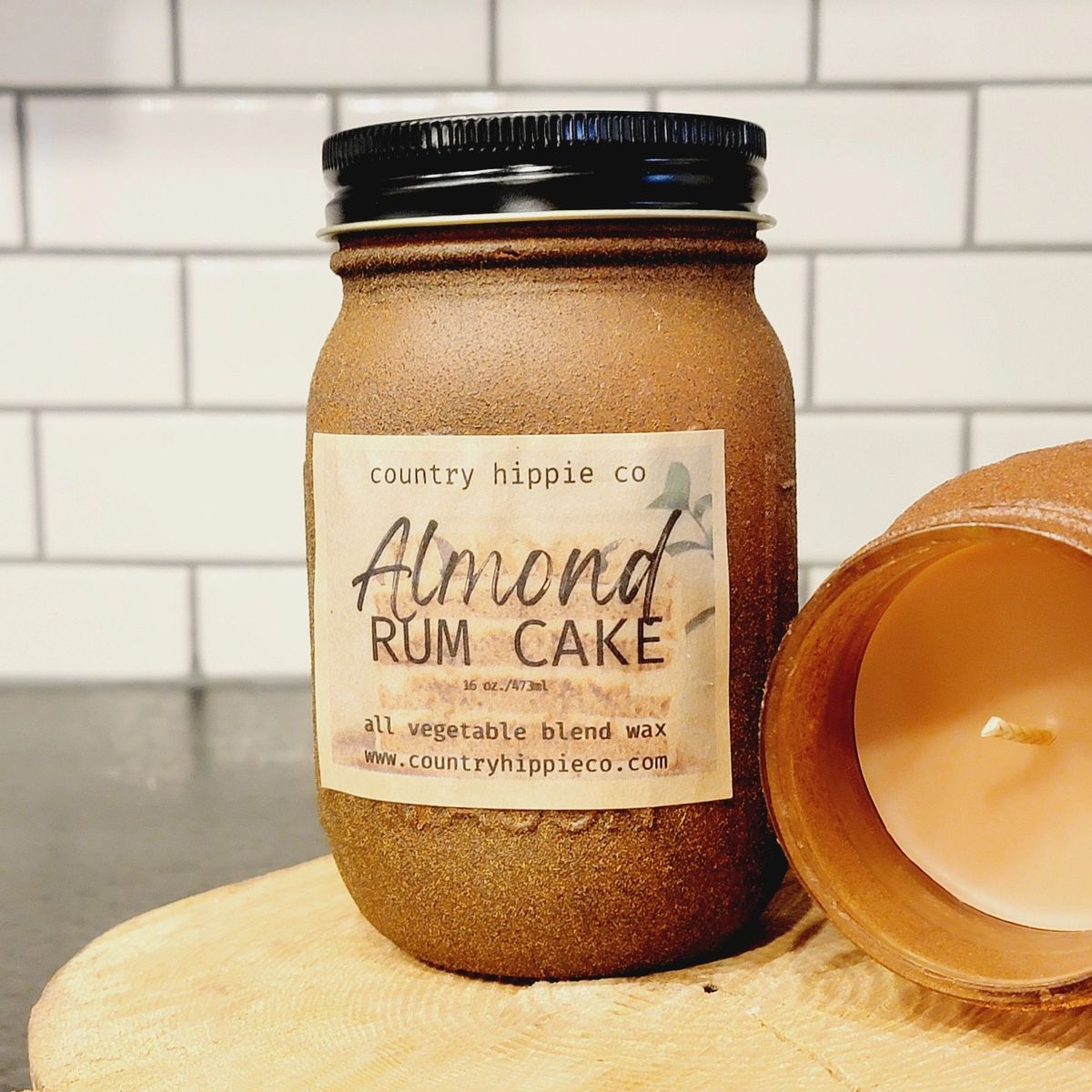 Almond Rum Cake Primitive Rustic Farmhouse Jar Candle
