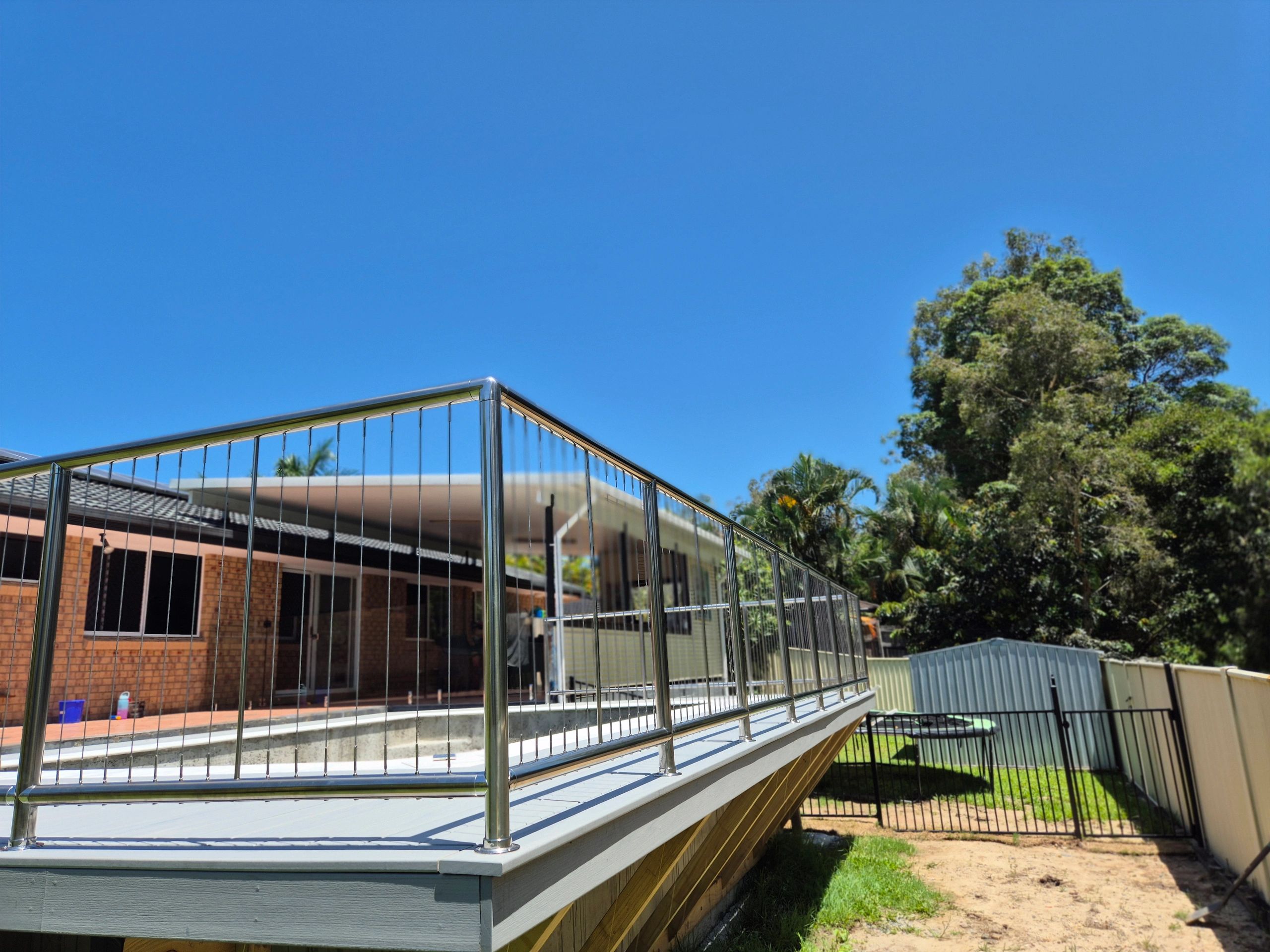 Stainless steel balustrade with vertical wire in Gold Coast