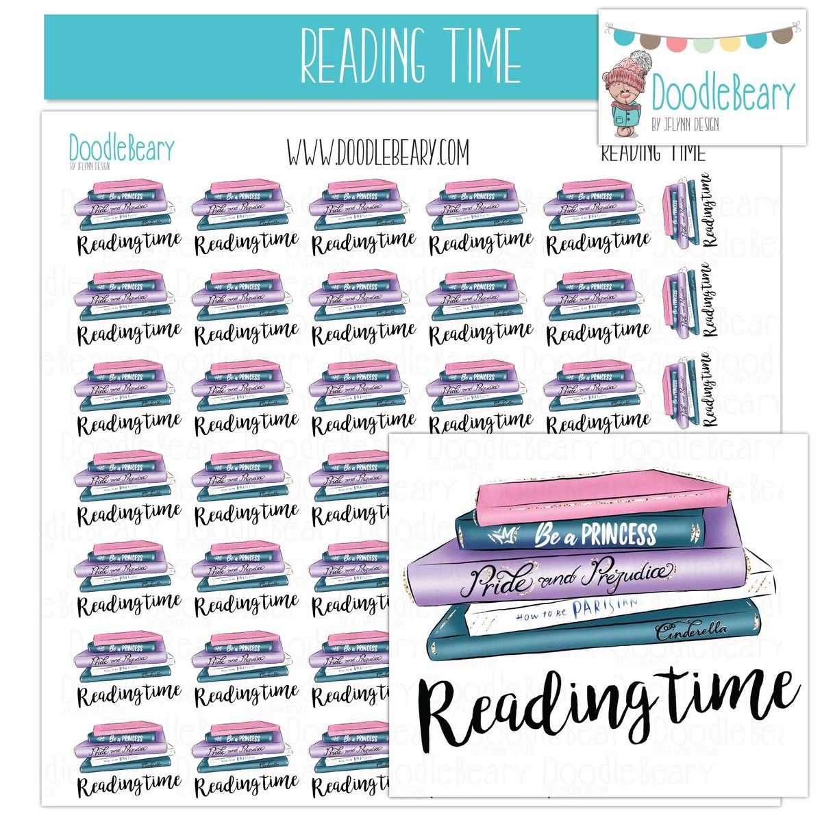 Reading Time Icon planner stickers