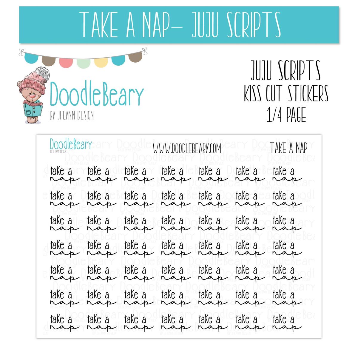 Take a Nap Juju Scripts kiss cut planner stickers