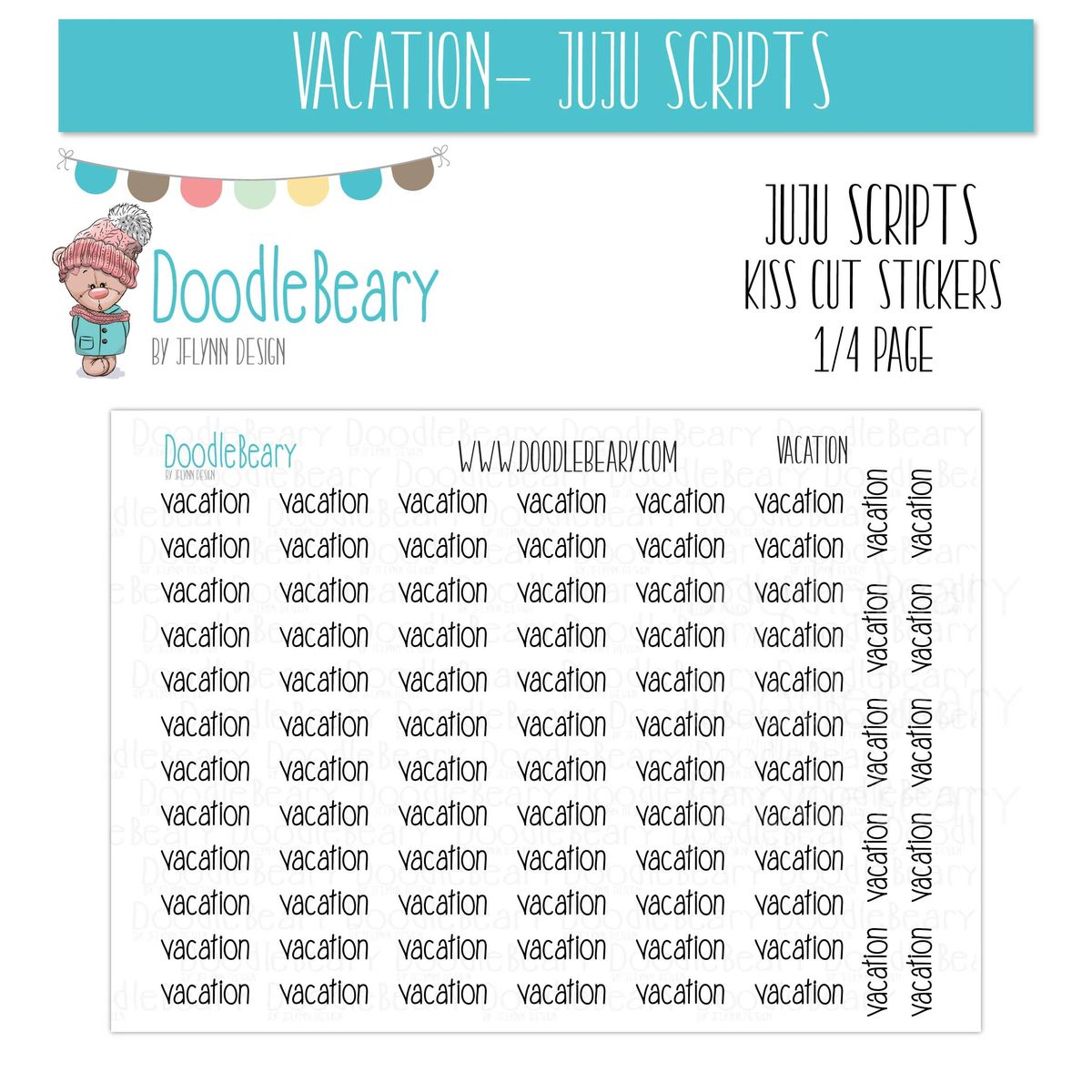 Vacation Juju Scripts kiss cut planner stickers