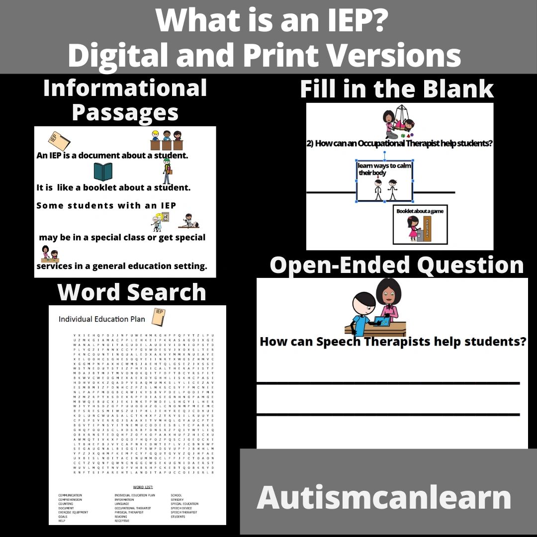 What is an IEP, print and Google Classroom version