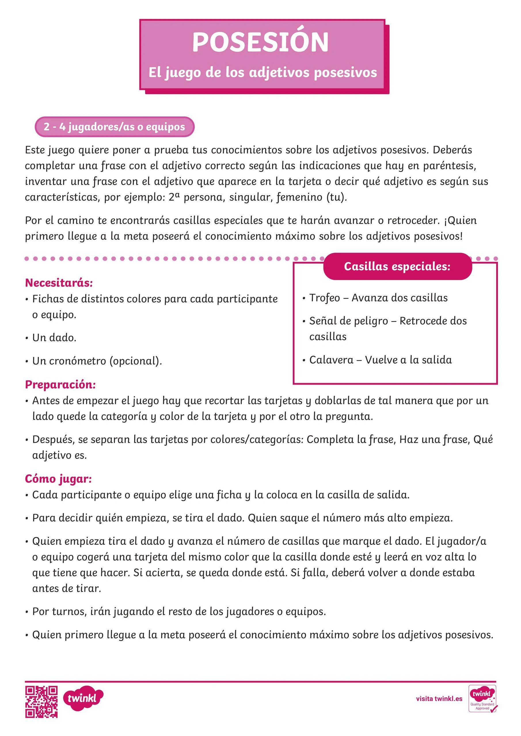 El juego de los adjetivos posesivos