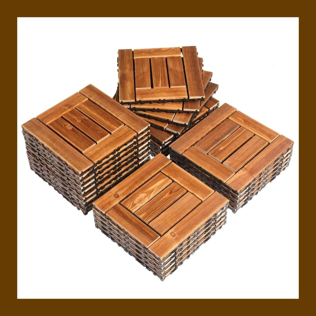 12x12" Deck Tiles Wood Interlocking Flooring Pavers Plastic Tiles ...