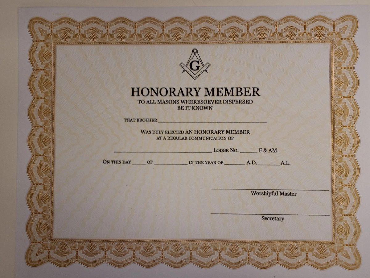 Honorary Member Certificate