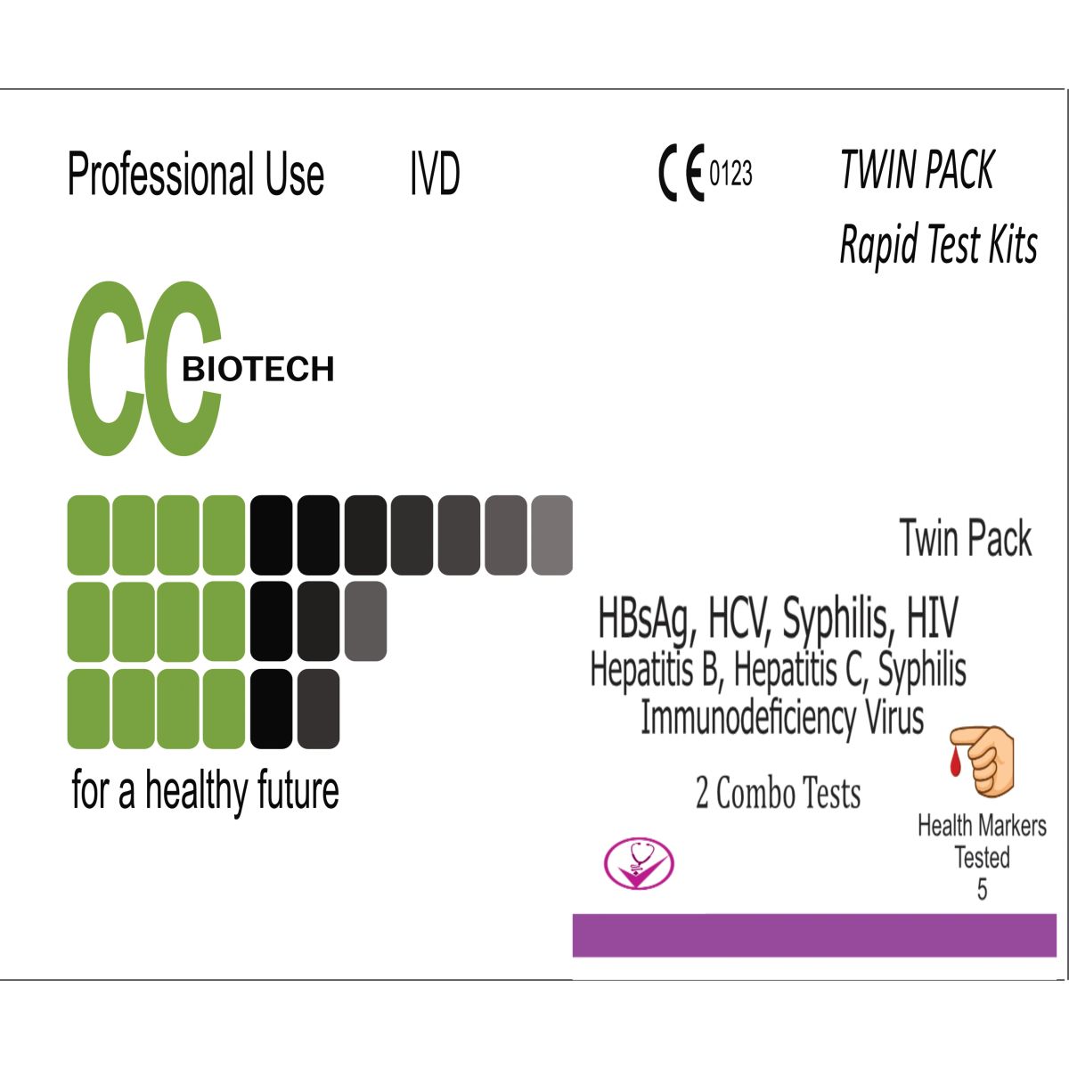 HIV, HCV, HBsAg, Syphilis Combo Rapid Test Kit (Colloidal gold method)