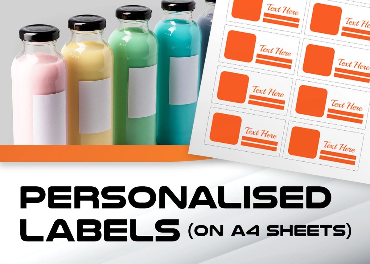 Personalised Labels Printed in Colour on A4 Sheets