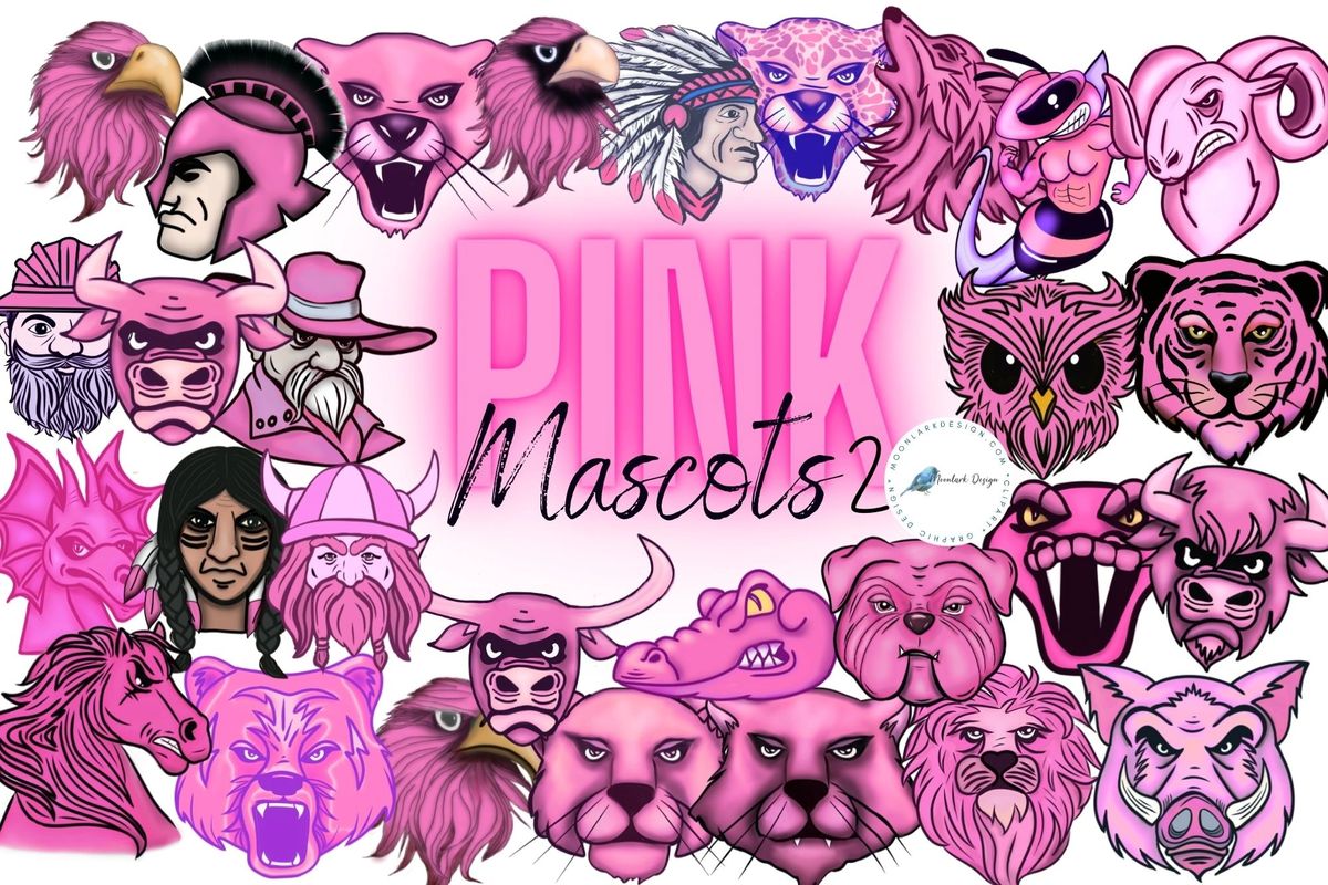 Pink Mascot Bundle 2, School Spirit PNG