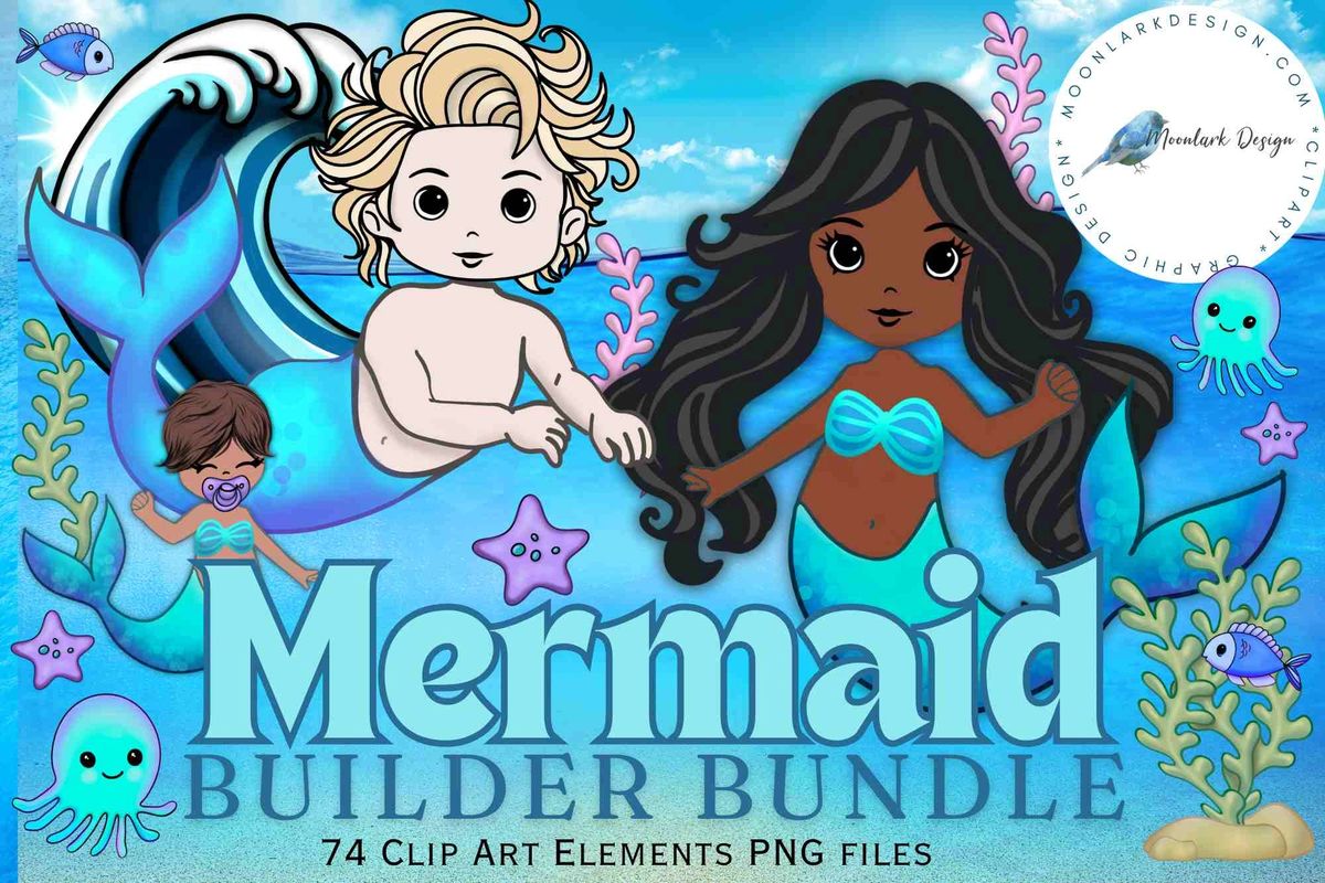 Mermaid Builder Bundle with BONUS Mermaid Alphabet Letters, Mermaid ...