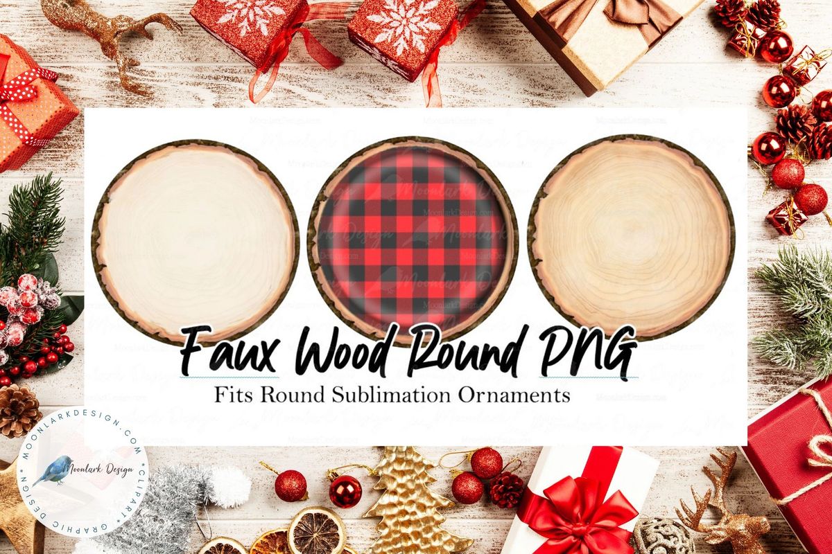 Faux Wood Round PNG, Simulated Wood Round for Sublimation Ornament ...