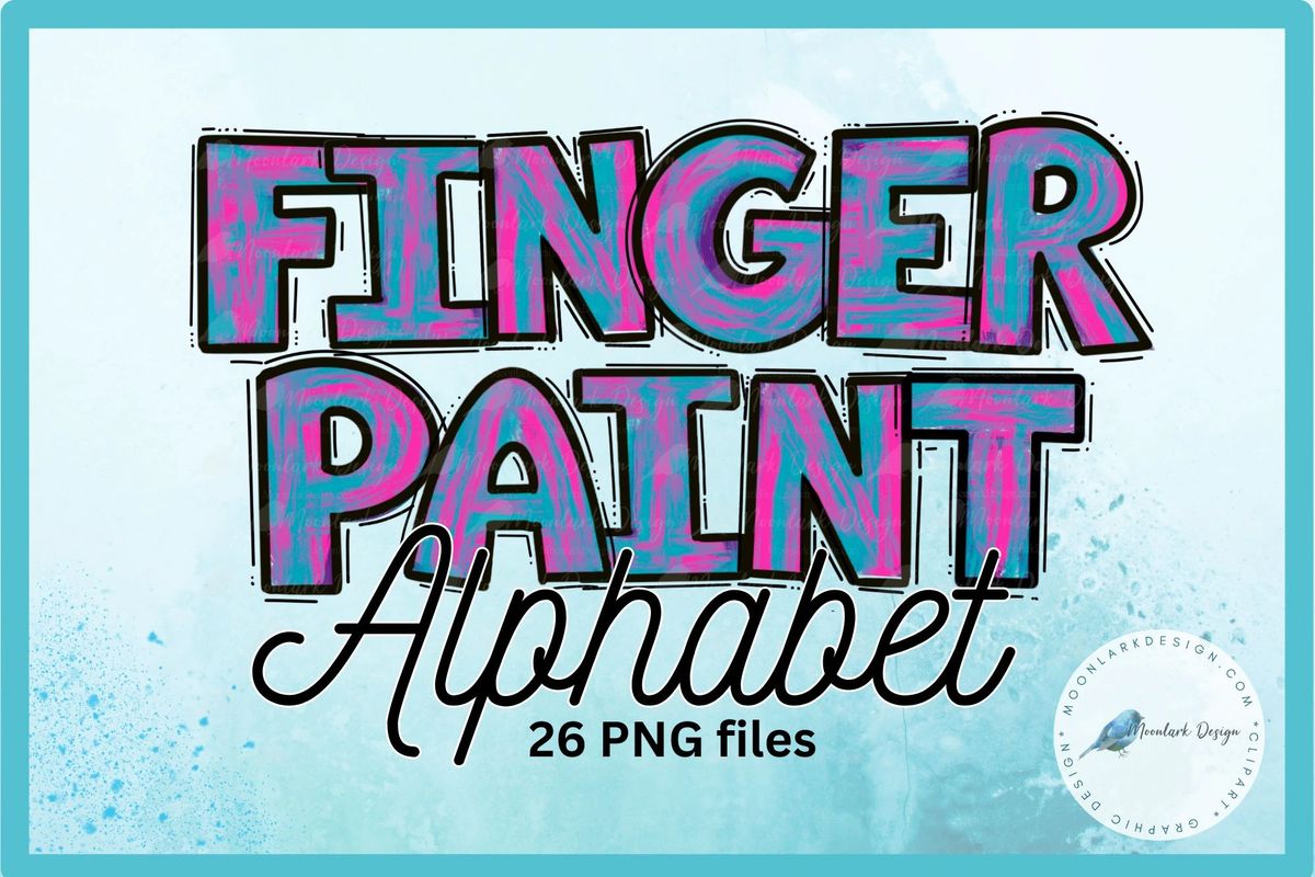 Finger Paint Alphabet Letters, 26 PNG files, Doodle Letters