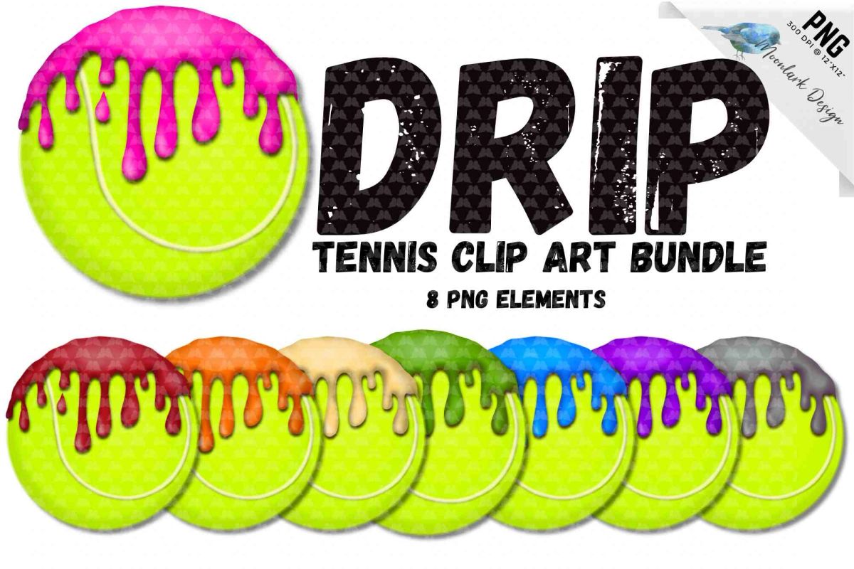 Tennis Drip Clip Art, commercial use, 8 PNG files