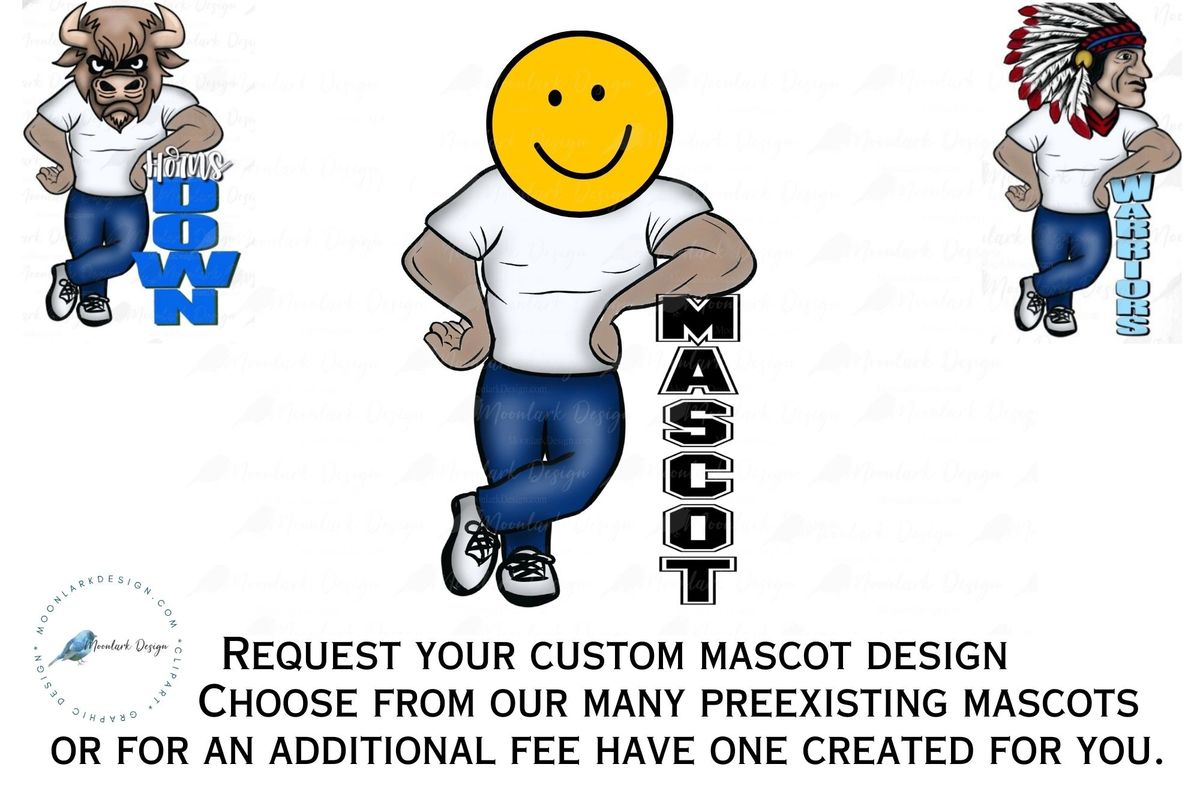 Custom Standing Mascot with Words, School Spirit, PNG