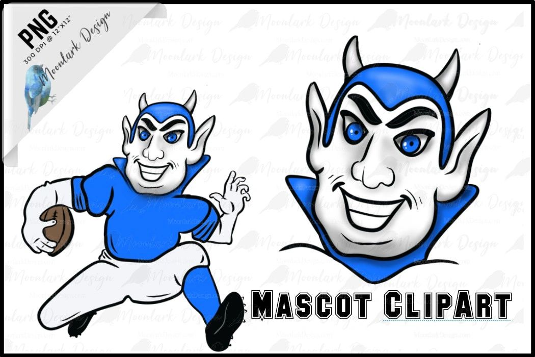 Blue Devil Generic Mascot PNG, School Spirit, Preppy Mascot