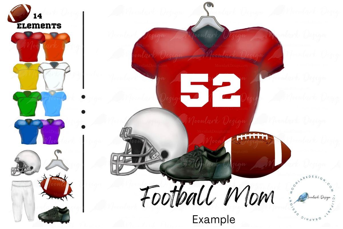 Football Gear Clip Art - make your own football design - 14 png files