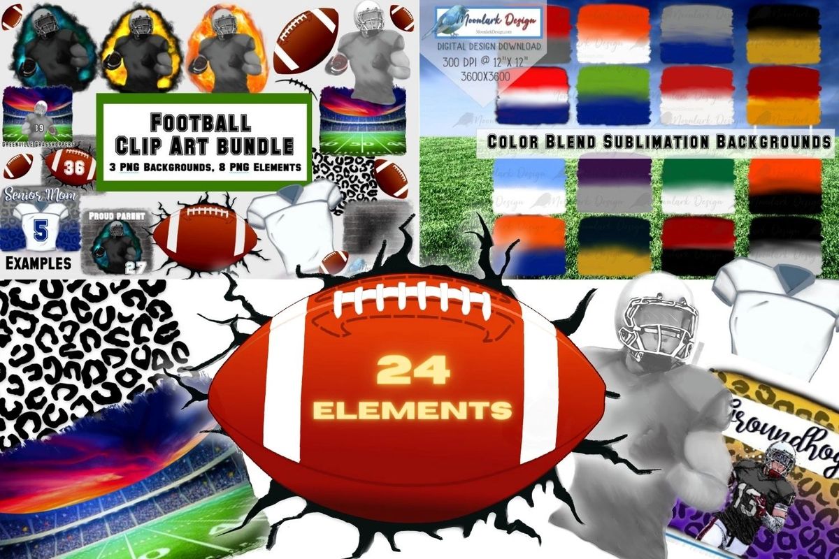 Football Super Bundle, Football Clipart PLUS School Team Color ...