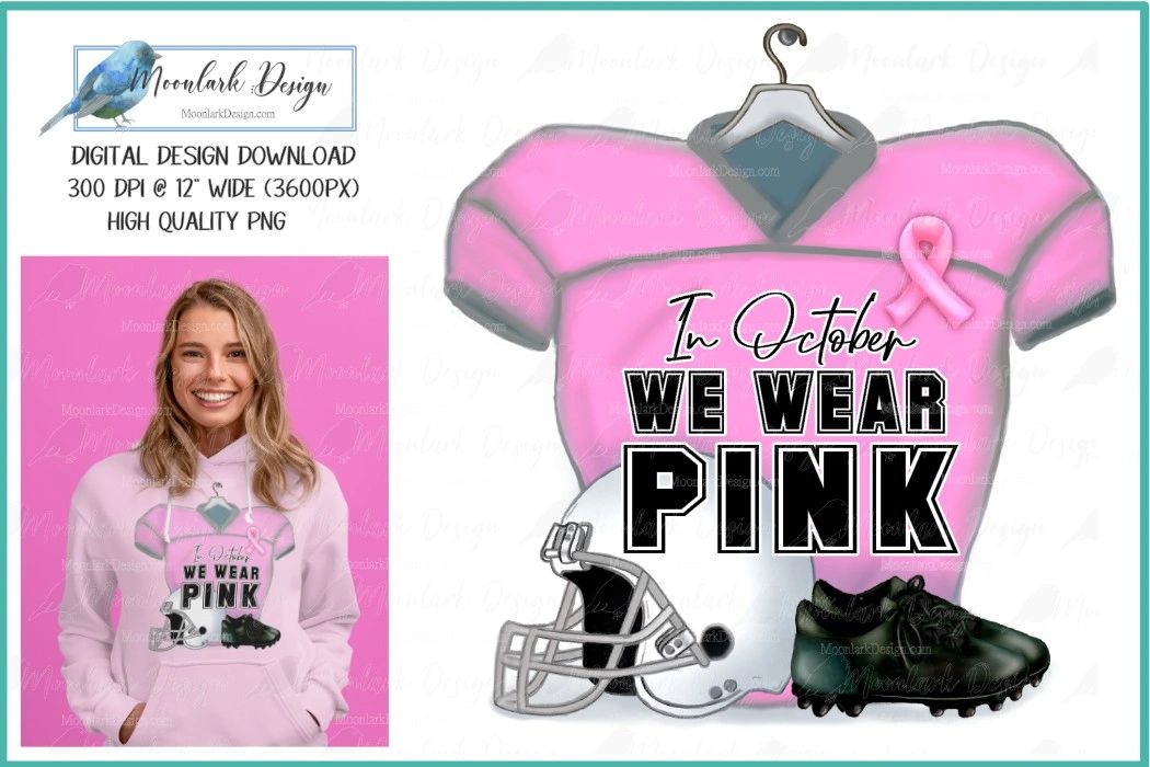 In October We Wear Pink PNG - Pink Out Football Download