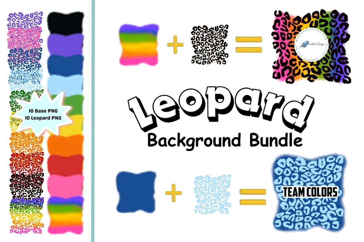 Leopard Background Bundle, 10 Base Colors + 10 Leopard Colors, Mix and ...