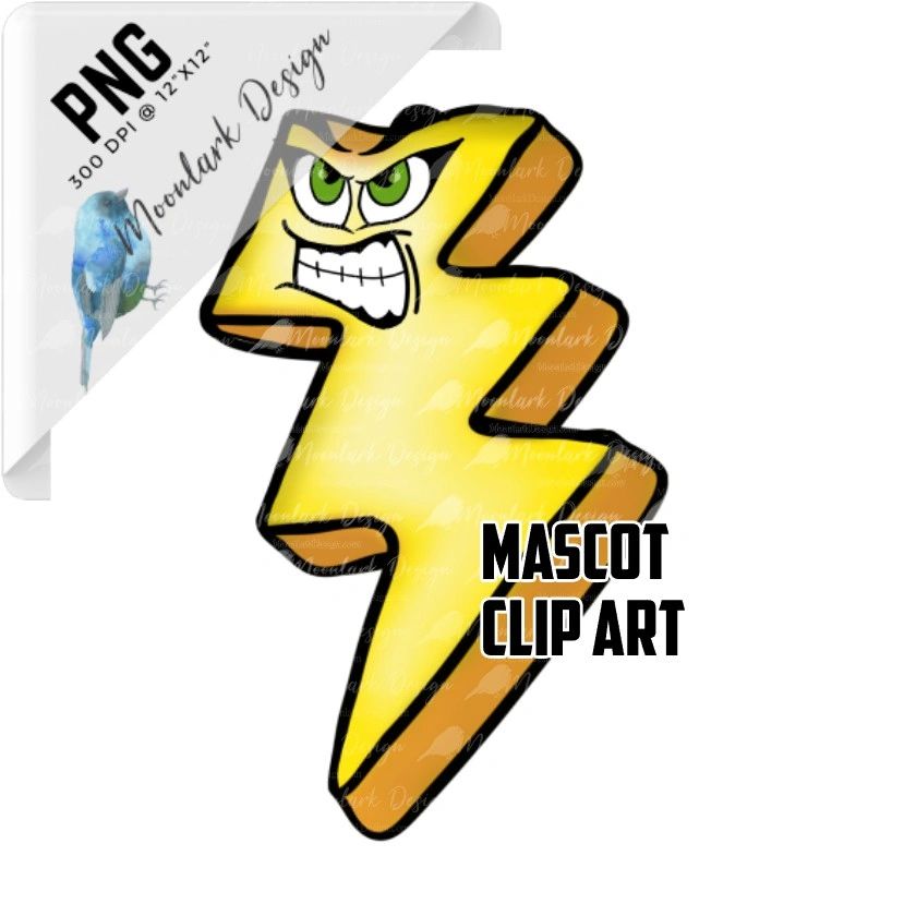 Lightning Mascot PNG, Storm Mascot, Lightning Character, Clip Art