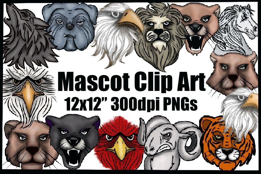Mascot Clip Art Bundle - 14 of the most common mascots including Wolf ...