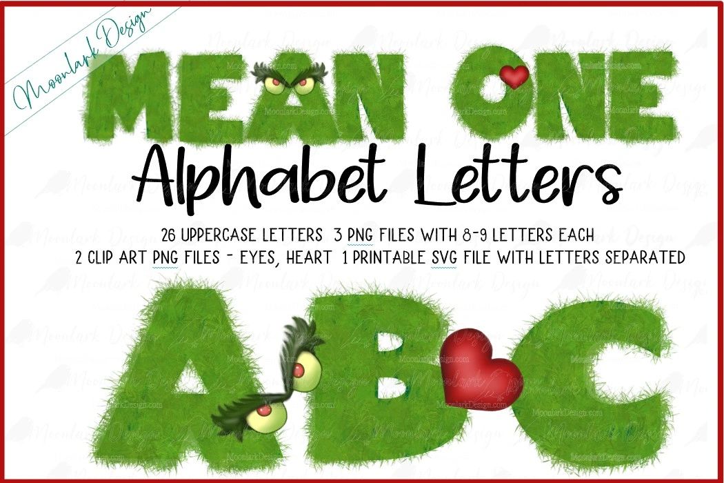 Mean One Alphabet Letter Pack - 26 Letters + Clipart