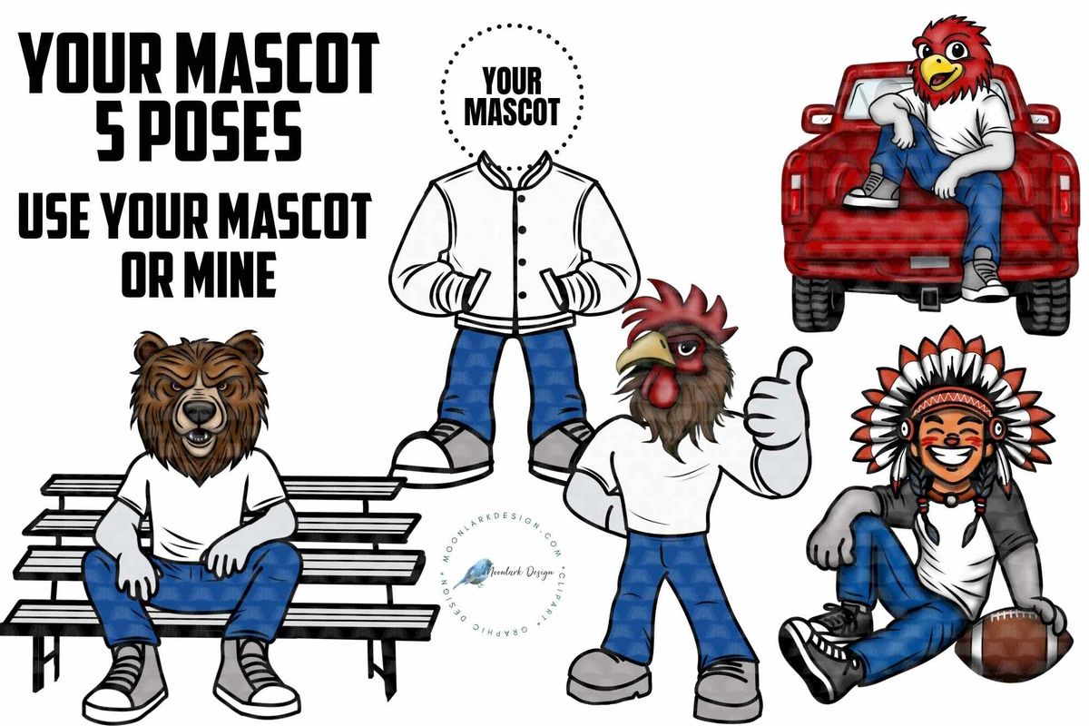 I'll add Your Mascot face in 5 Poses, PNG files, I can use your mascot ...