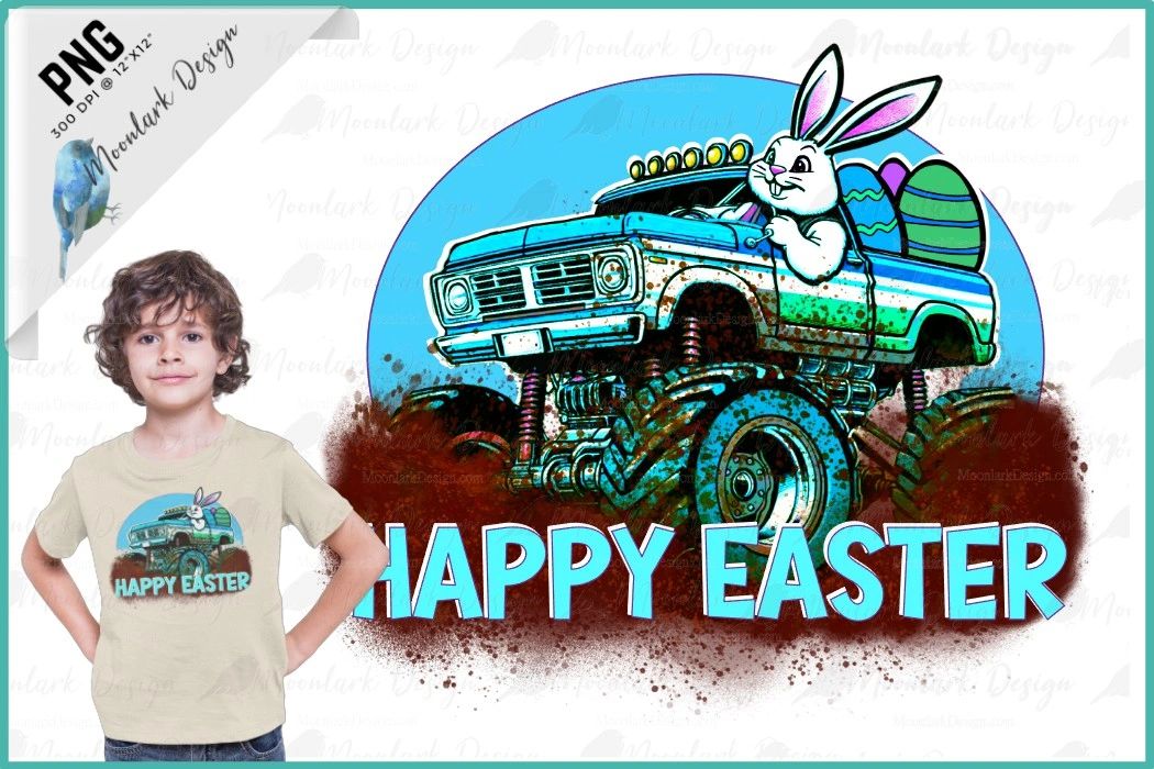 Monster Truck Easter Bunny, Happy Easter PNG