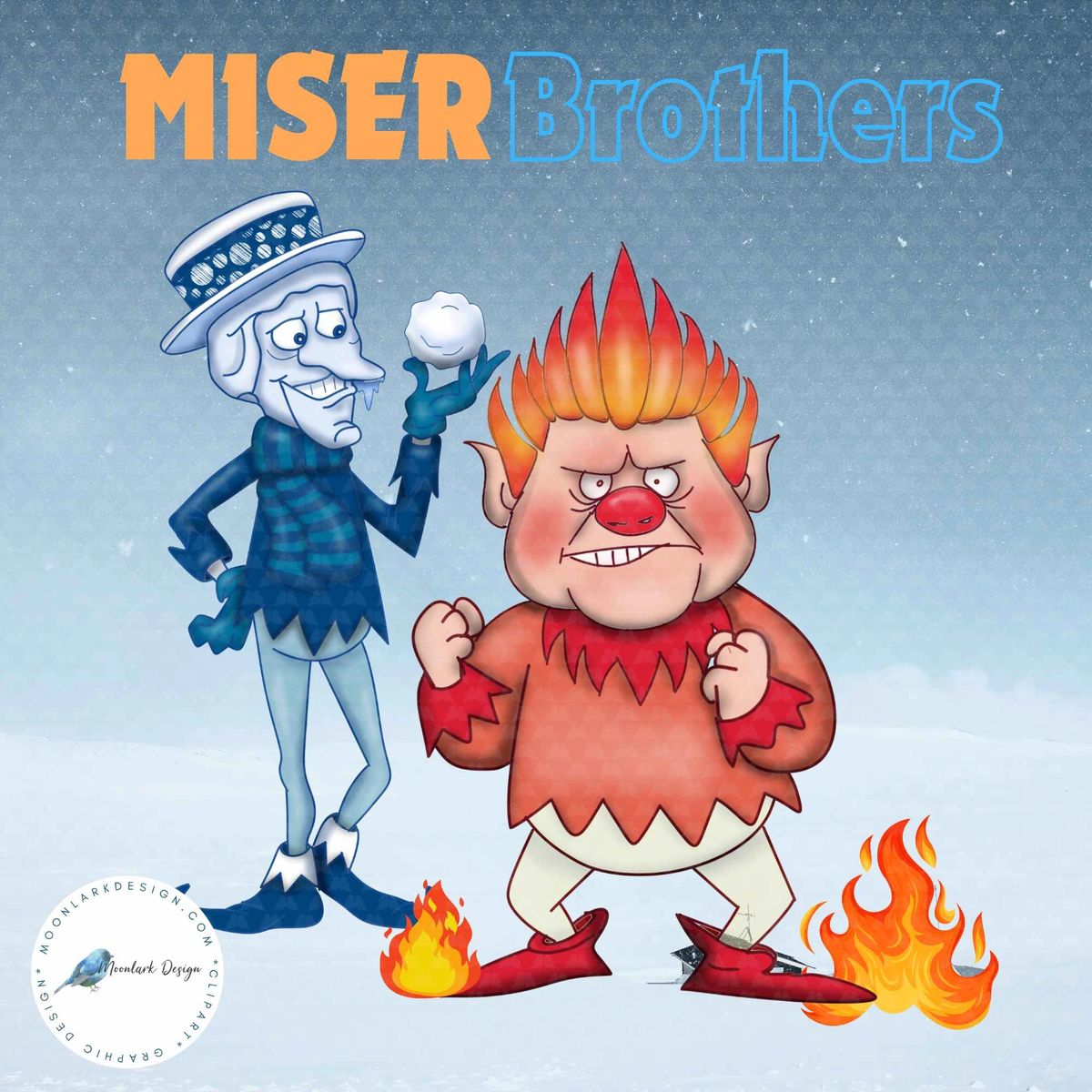 Miser Brothers Clip Art Bundle, Heat Miser, Snow Miser, 2 PNG
