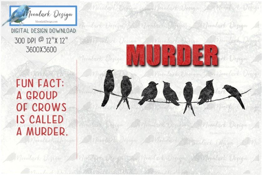 Murder of crows, textured vintage looking, PNG for sublimation ...