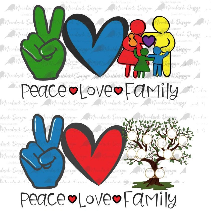 Peace Love Family Bundle, 2 PNG for sublimation