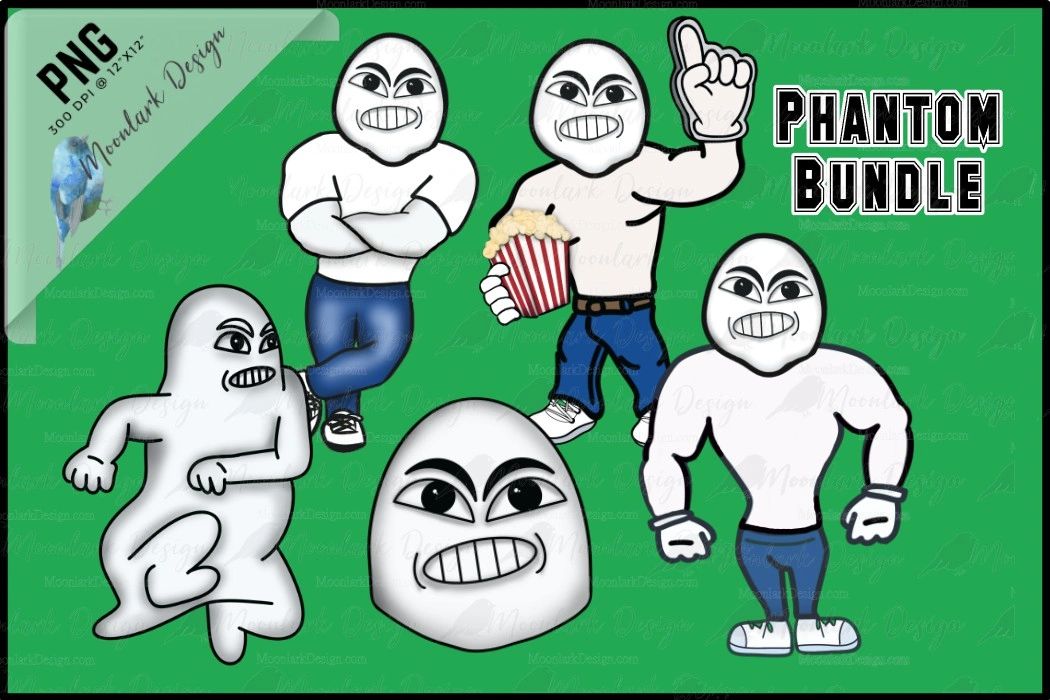 Phantom Mascot Bundle, School Spirit PNG, 5 PNG files