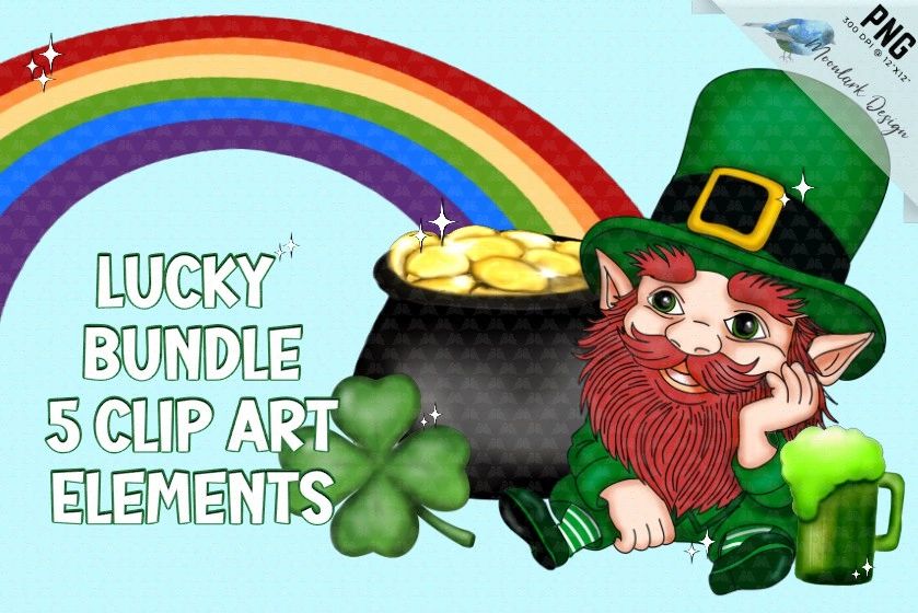 Lucky Clip Art Bundle, 5 clip art elements, St. Patrick's Day ...