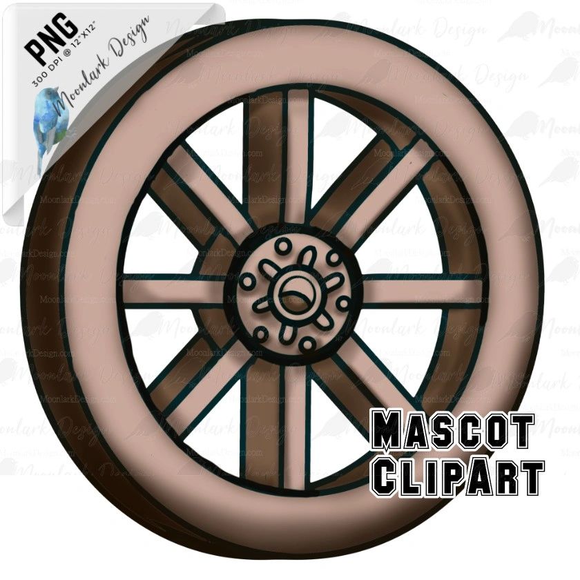 Wagon Wheel Clip Art, Mascot PNG, School Spirit, Western, Country